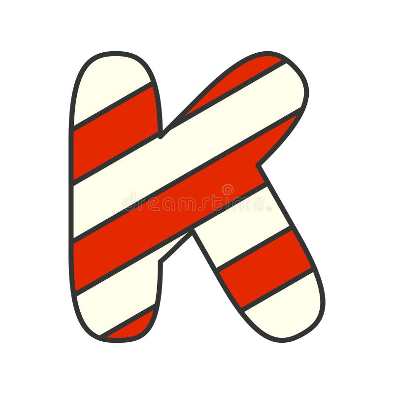 Letter K Candy Cane, Vector Illustration Stock Vector - Illustration of ...