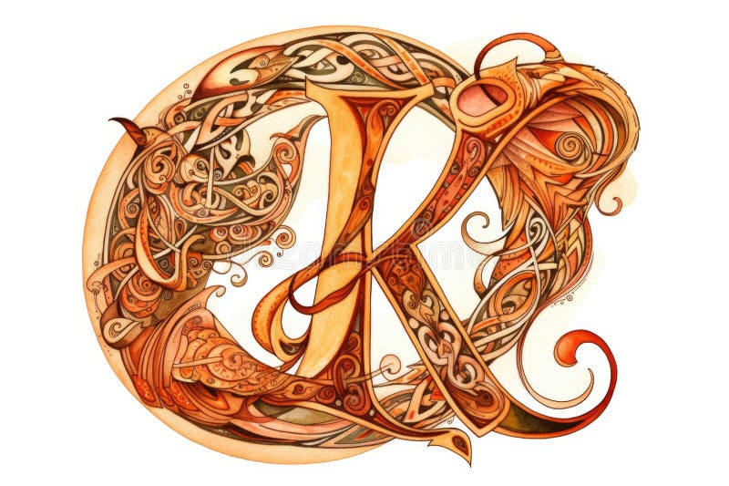 Letter K, Celtic Style, on White Background Stock Illustration ...