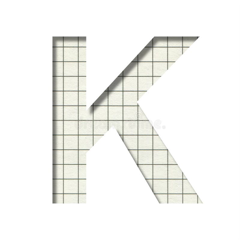 Letter K Cut Out of White Paper on the Background of a School Notebook ...