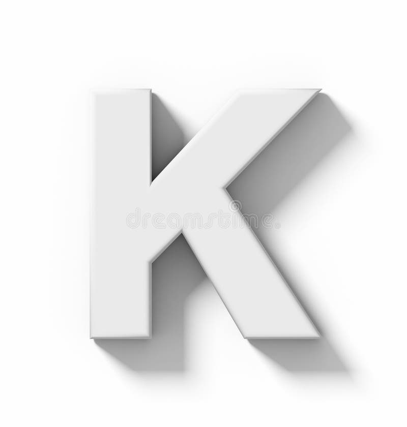 Letter K 3D White Isolated on White with Shadow - Orthogonal Pro Stock ...