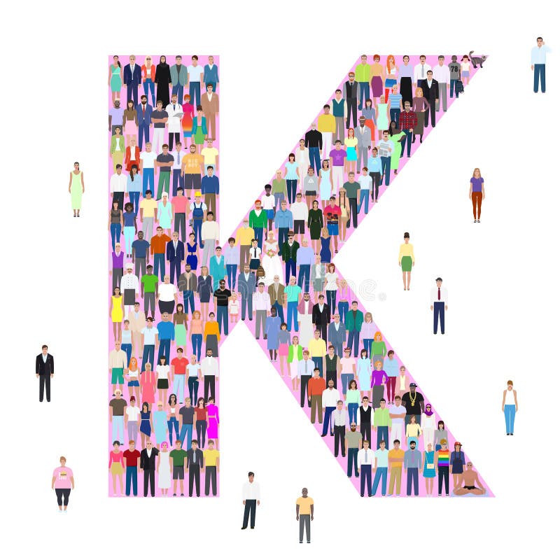 Letter K, Different People, Vector Illustration Stock Vector ...
