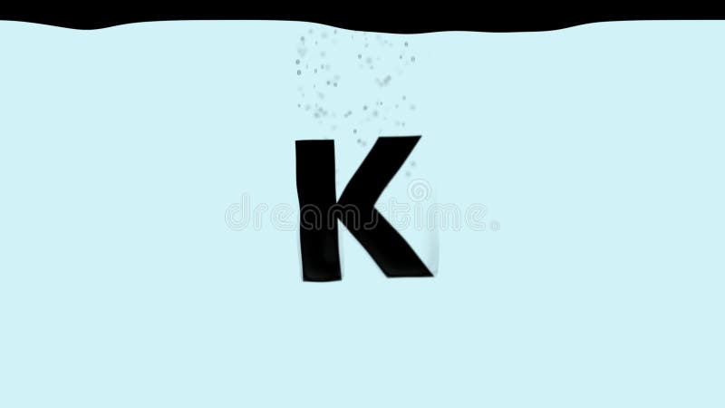 Letter K Dropped into Water. Letter K Falling into Water. Liquid Letter ...