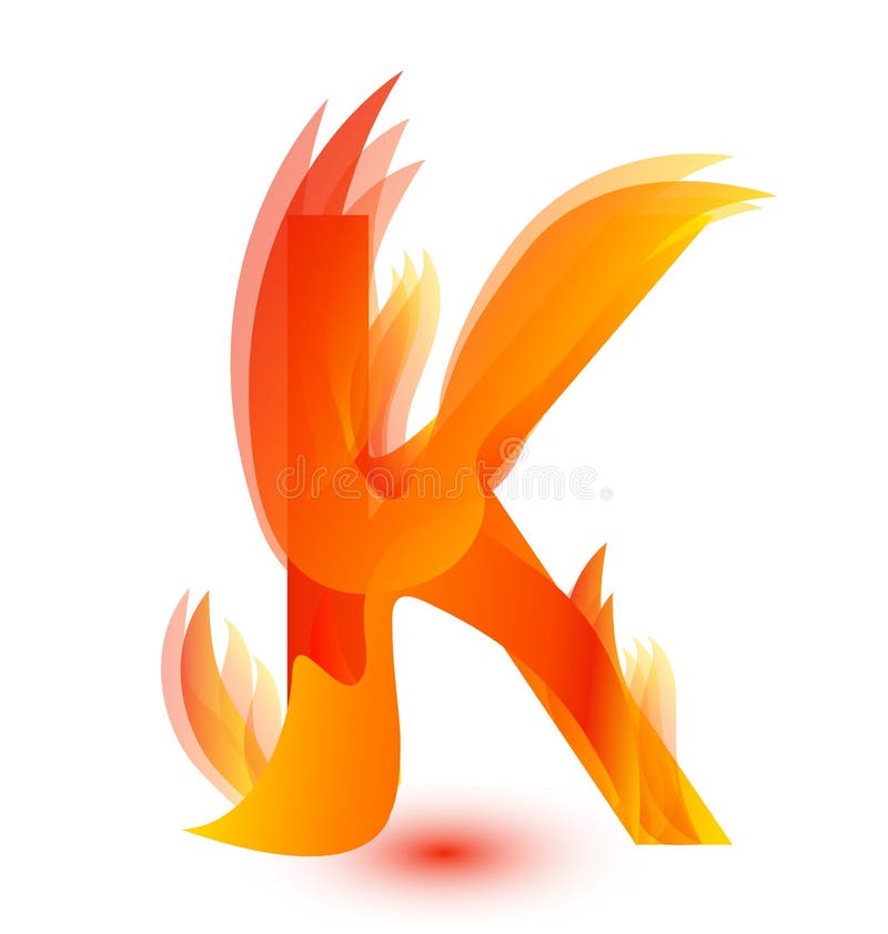 Letter K in Fire Flame Icon Vector Stock Vector - Illustration of font ...
