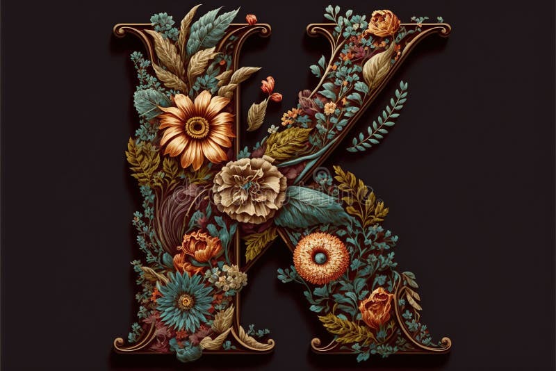 Letter K Flower Pattern, Created with Generative AI Technology Stock ...