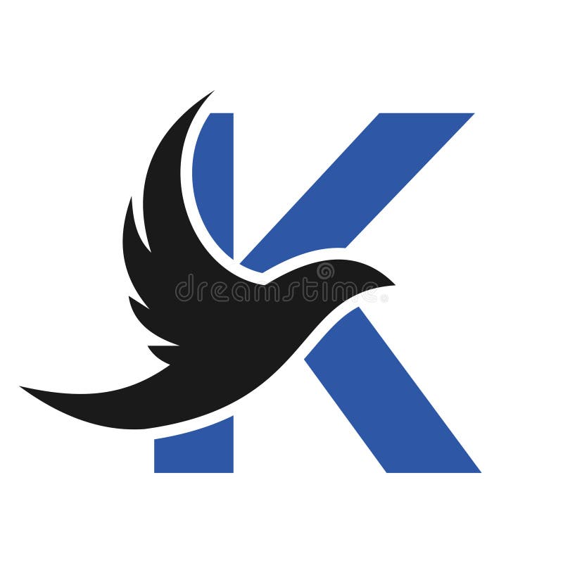 Letter K Flying Bird Logo Template Vector Sign. Dove Bird Logo on ...