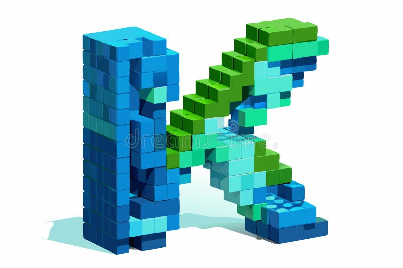 Letter K Formed from Pixels, Perfect for Creative and Modern Digital ...