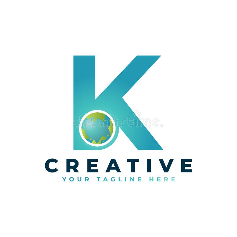 Letter K Global World Earth Logo Design Stock Illustration ...