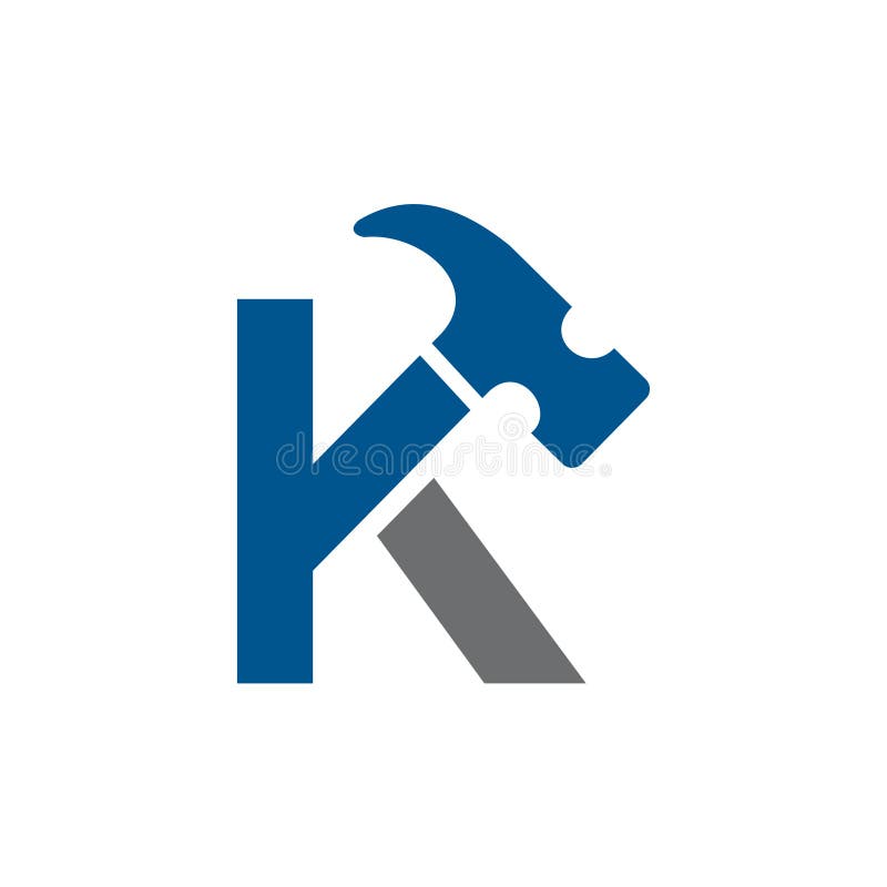 Letter K Hammer Logo Design. Renovation and Construction Vector Graphic. Stock Vector ...