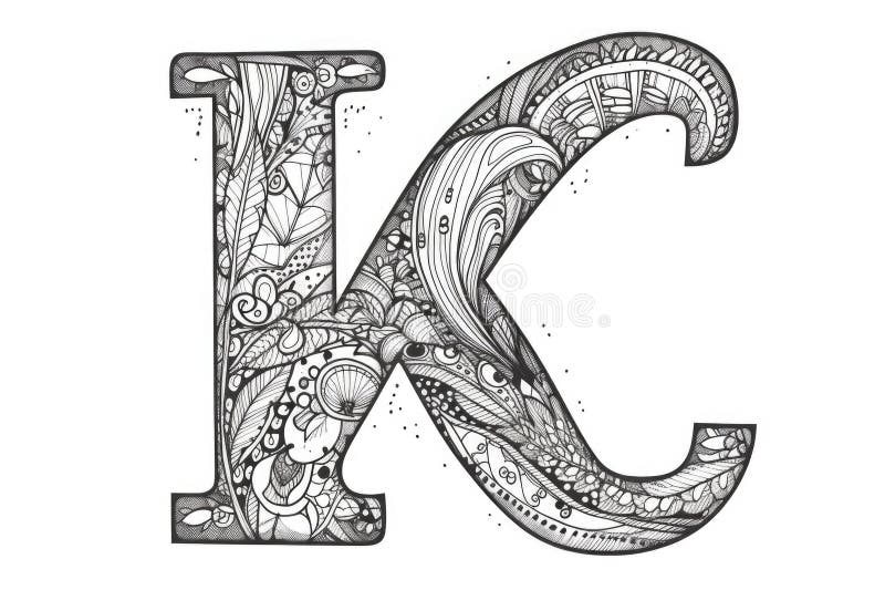 Letter K, Hand-drawn Doodle Style, on White Background Stock Image ...