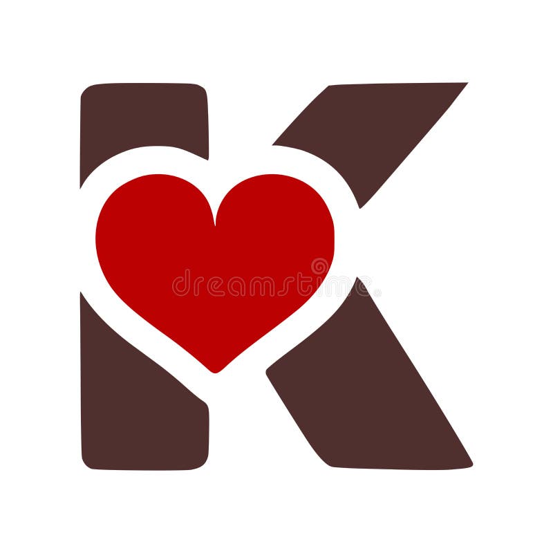 Letter k with heart symbol stock vector. Illustration of abstract ...