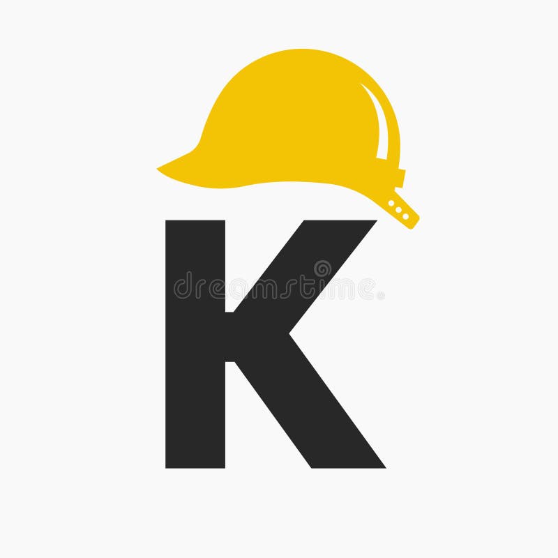 Letter K Helmet Construction Logo Concept with Safety Helmet Icon ...