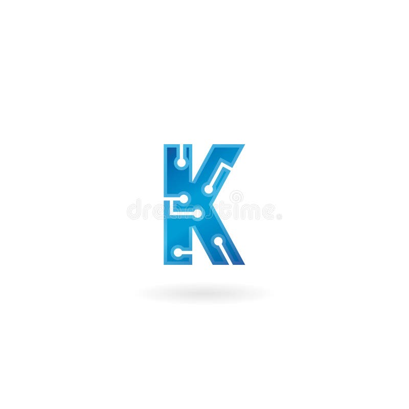 Letter K Icon. Technology Smart Logo, Computer and Data Related ...