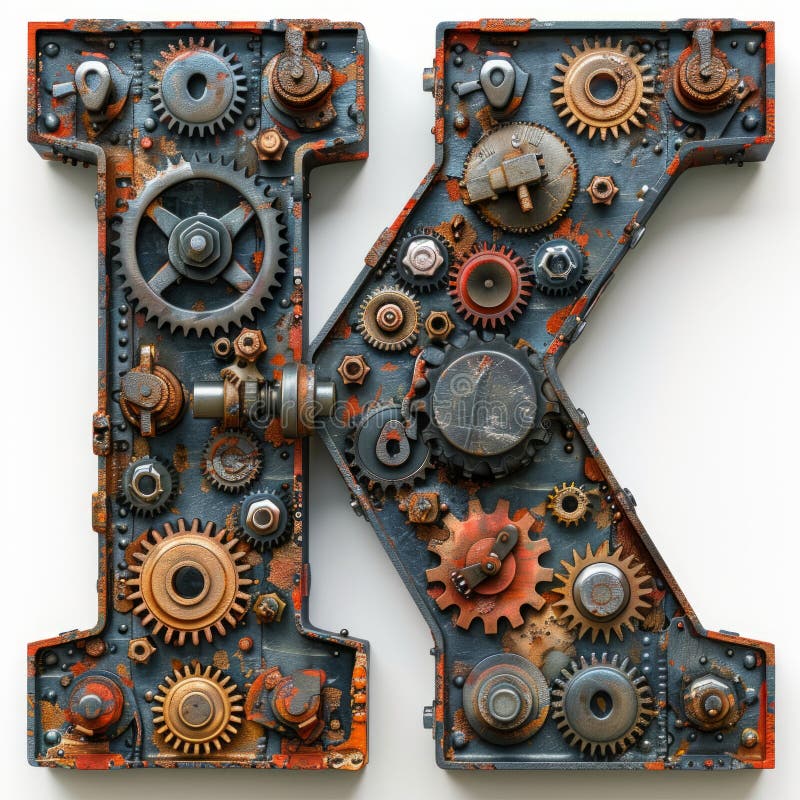 Letter K is Intricately Constructed Using Gears, Showcasing a Fusion of ...