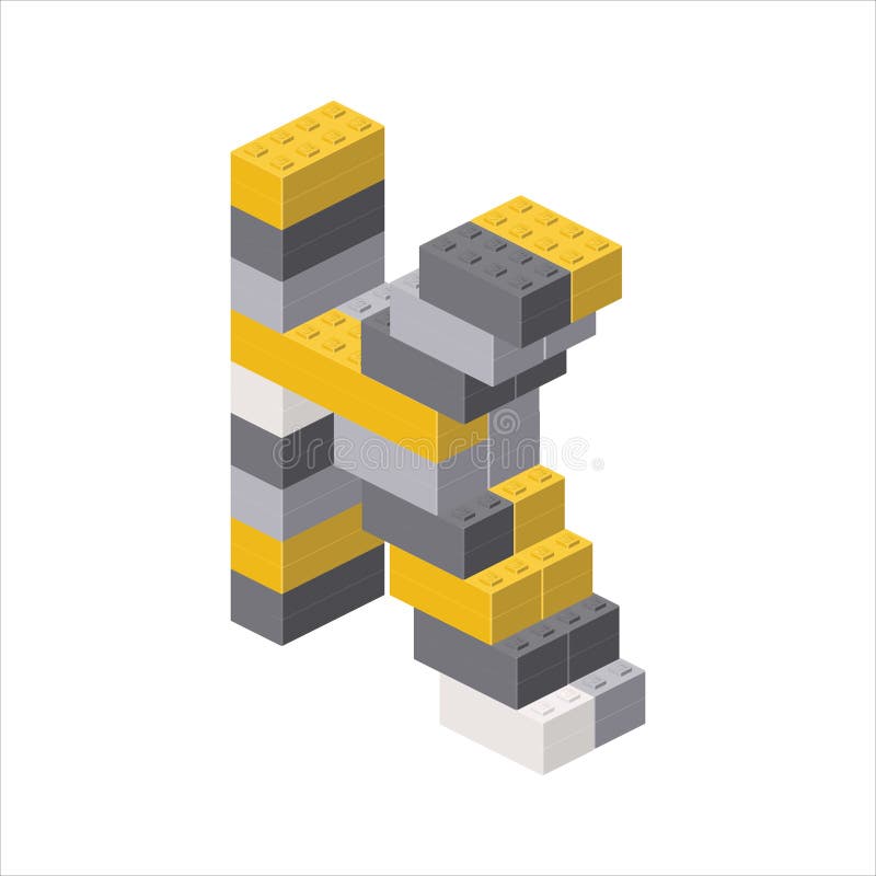 Letter K in Isometric View Assembled from Plastic Blocks. Vector Stock ...