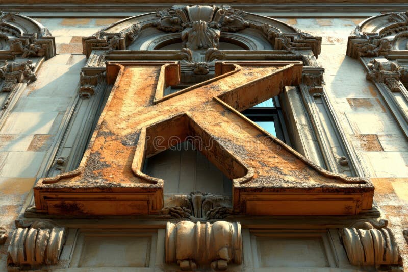 The Letter K is Large and Orange, and it is on a Building Stock ...