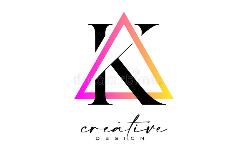 Letter K Logo Inside a Triangle with Creative Cut Design Stock Vector ...
