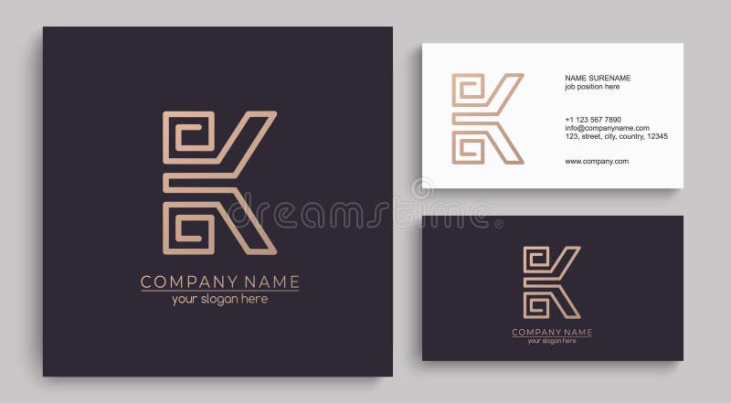 Letter K Logo or Monogram. Blank for Business Card. for Your Business ...