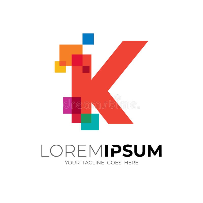 Letter K Logo with Pixel Design Technology, Colorful Icon Stock Vector ...