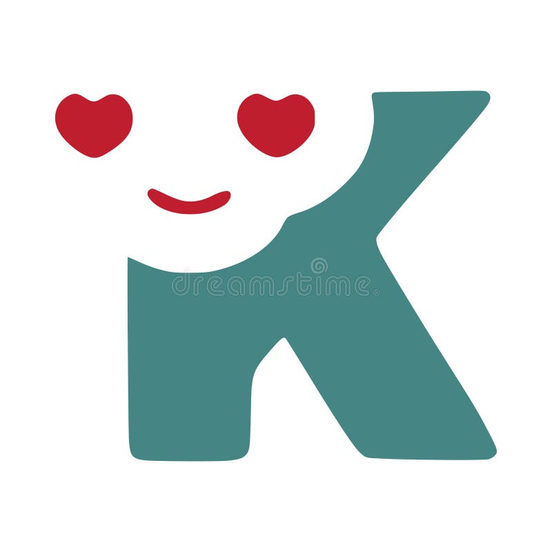 Letter K in Love is a Cute Smiley Stock Illustration - Illustration of ...