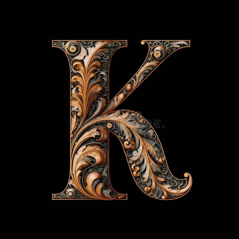 The Letter K in a Mythical Way on Black Background.Generative AI Stock ...