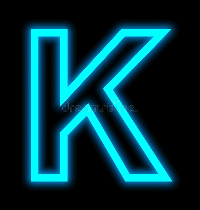 Letter K Neon Lights Outlined Isolated on Black Stock Illustration ...