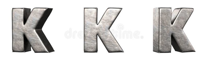 Letter K from a Scratched Iron Letters Collection. Isolated Stock ...