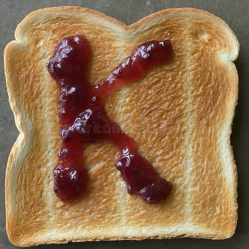 Letter K Shaped with Jam on Toasted Bread Slice on Dark Background Stock Illustration ...