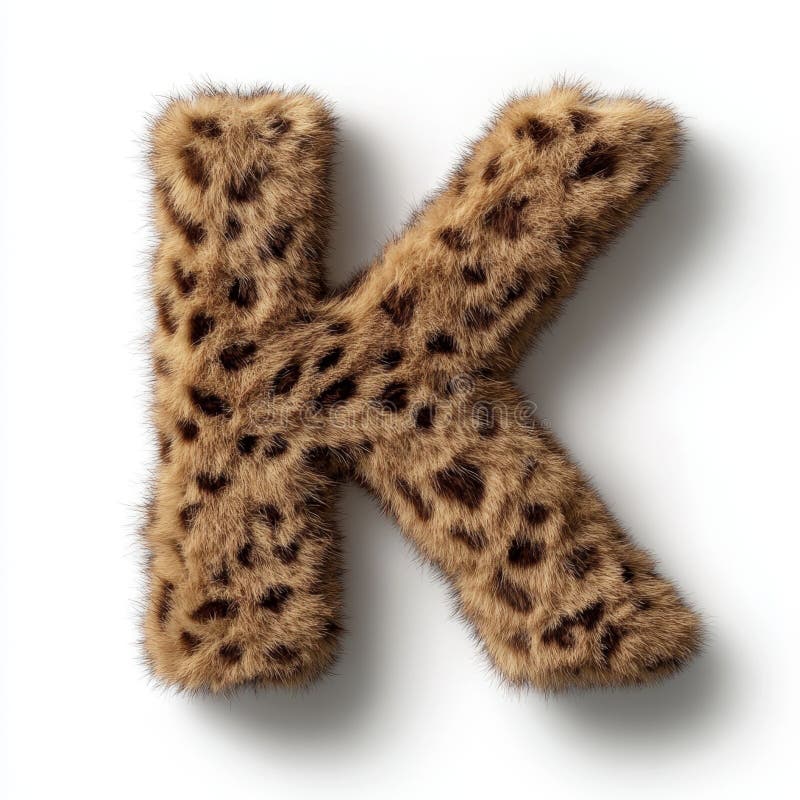 Letter K Crafted from Leopard Fur Displayed Against a White Background ...