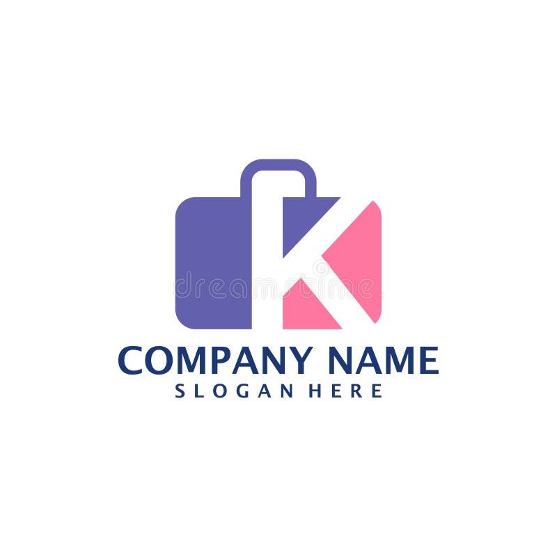 Letter K with Suitcase Logo Design Vector. Initial K with Suitcase Logo ...