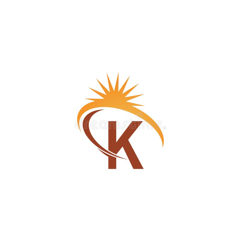 Letter K with Sun Ray Icon Logo Design Template Illustration Stock ...