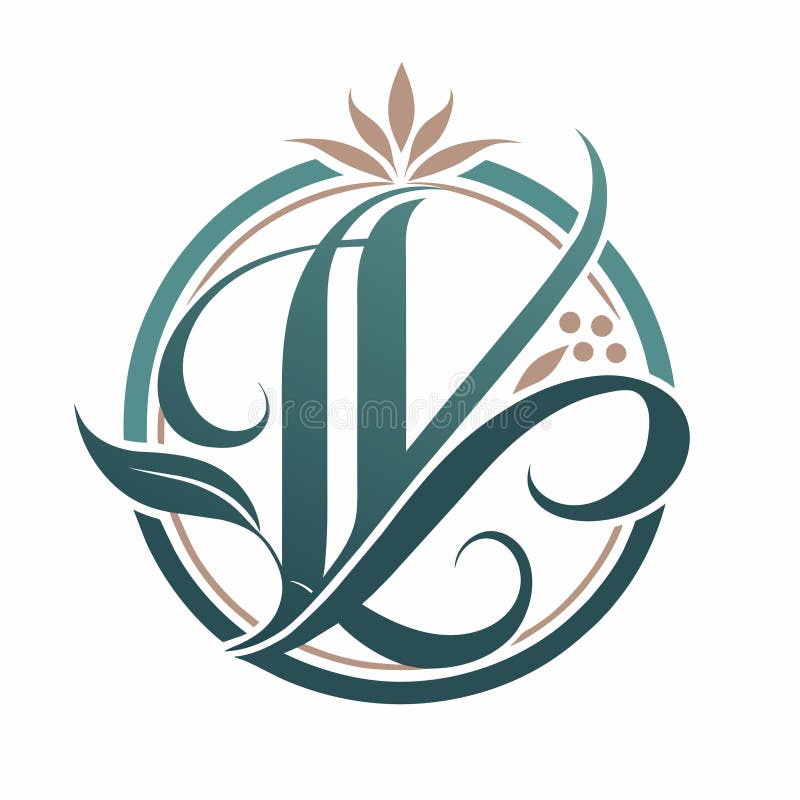 The Letter K is Surrounded by a Circle of Delicate Leaves, Creating a Simple and Elegant Logo ...