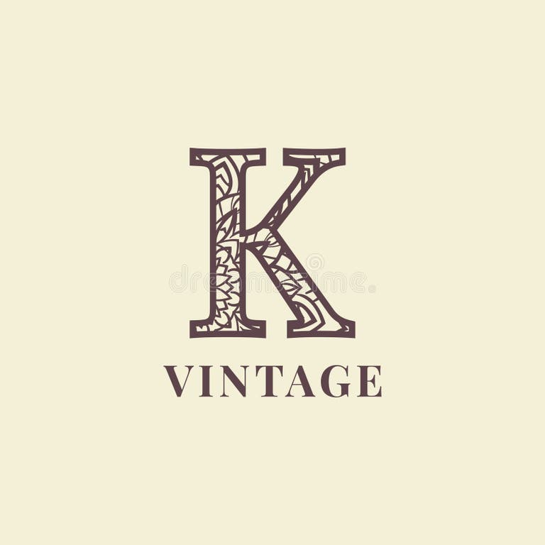 Letter K Vintage Decoration Logo Stock Vector - Illustration of graphic ...