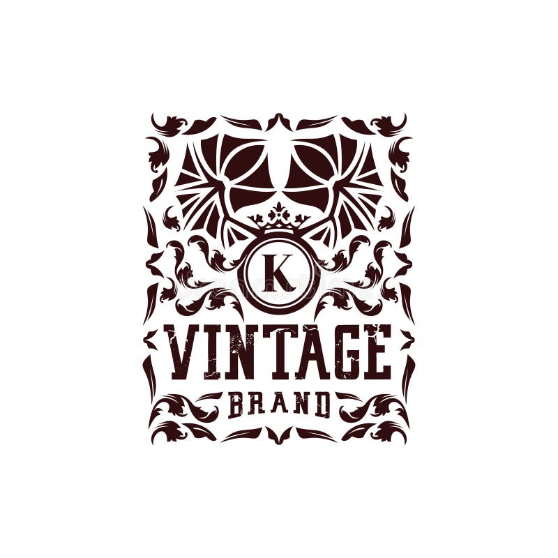 K Letter Vintage Colors Antique Gothic Initial Logo Stock Illustration ...