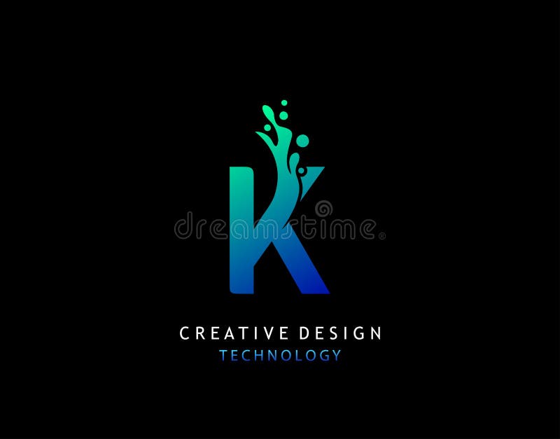 Letter K Water Splash Logo. Modern Techno Alphabetical Icon, Template ...