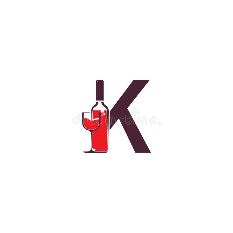 Letter K with Wine Bottle Icon Logo Vector Stock Vector - Illustration ...
