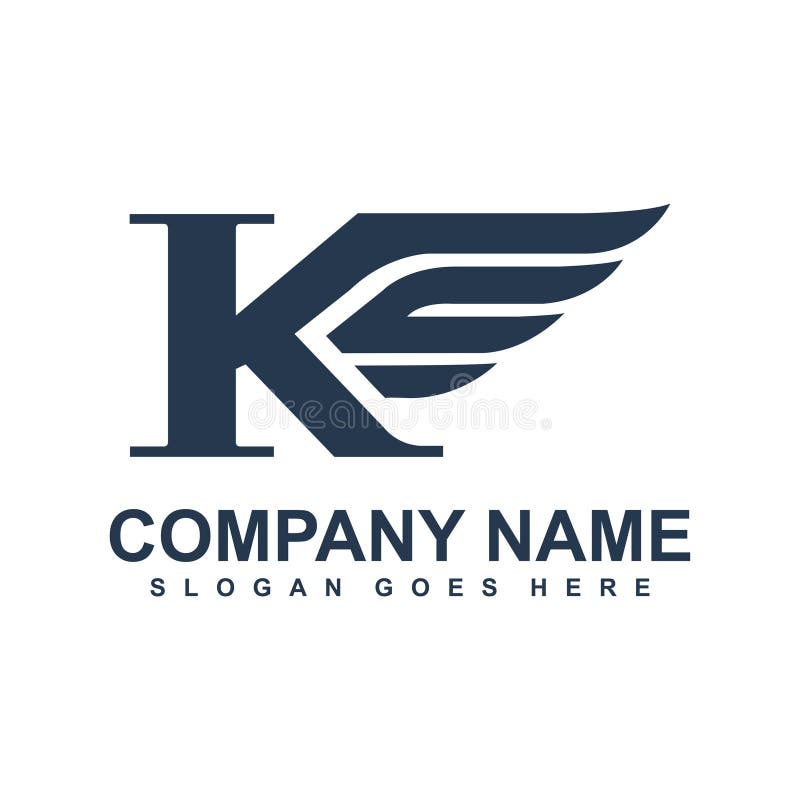 K Wings Logo Letter K With Wings Logo Label Emblem Sign Stamp. Vector