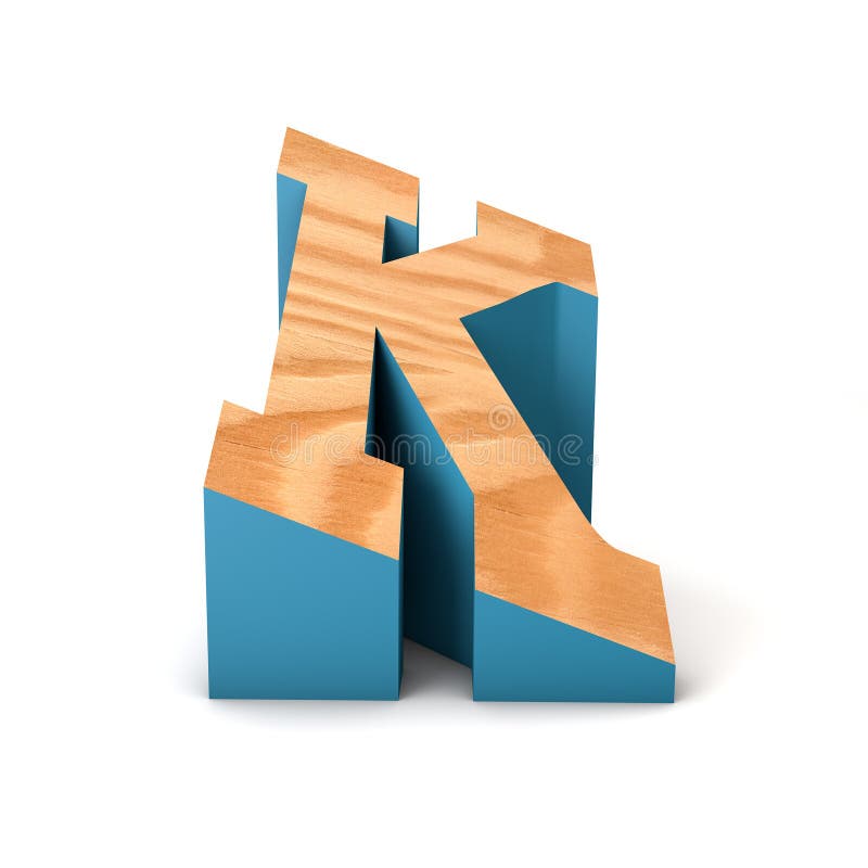 Letter K Wooden Angled Font. 3D Rendering Stock Illustration ...