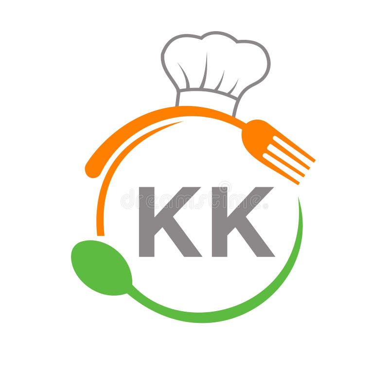 Letter KK Restaurant Logo with Chef Hat Spoon and Fork Template ...
