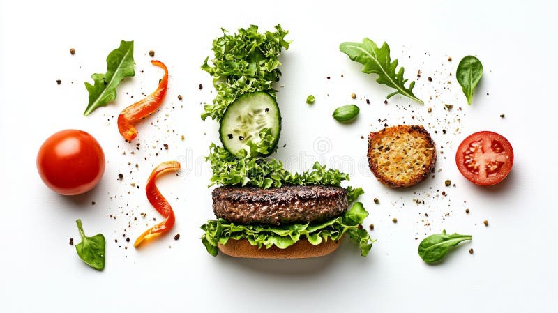 Letter L is Artfully Composed Using Savory Hamburger Components ...