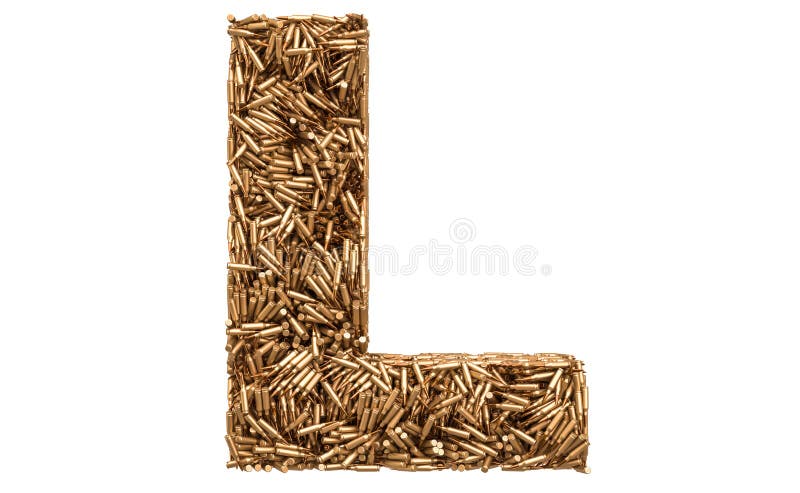 Letter L from Bullets, 3D Rendering Stock Illustration - Illustration ...