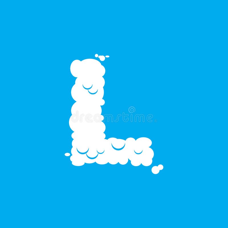 Letter L Cloud Font Symbol. White Alphabet Sign on Blue Sky Stock ...