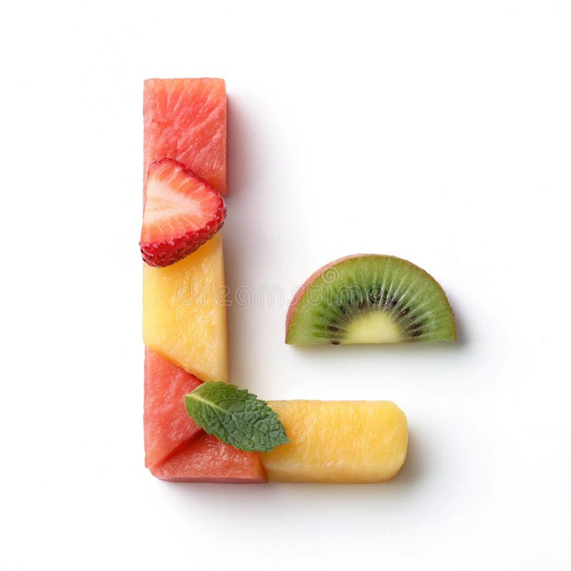 Letter L, Fruit Font Symbol Isolated on White Background Stock ...