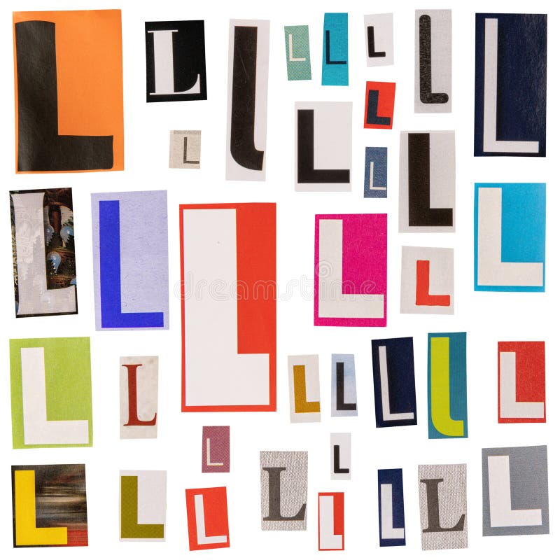 Letter L Cut Out from Newspapers Stock Photo - Image of scraps, design ...