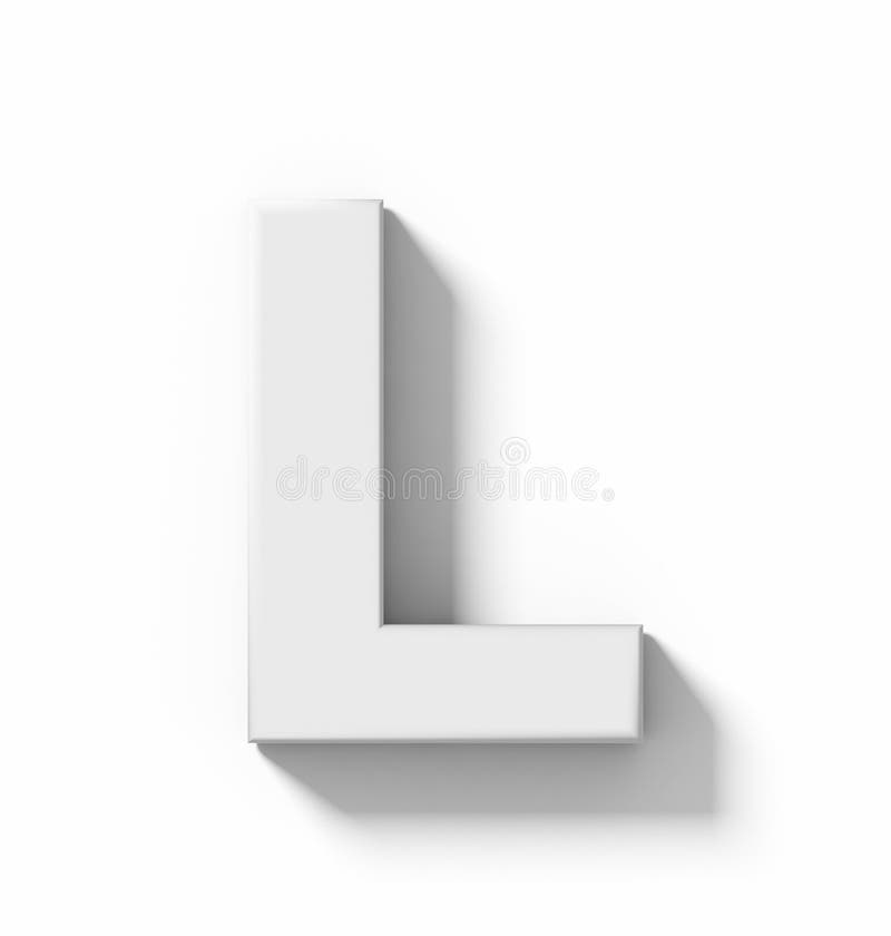 Letter L 3D White Isolated on White with Shadow - Orthogonal Pro Stock ...