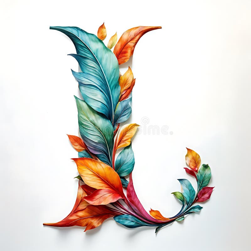 Letter L Designed with Colorful Leaves Stock Image - Image of abstract ...