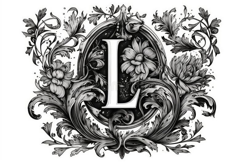 Letter L, Gothic Style, on White Background Stock Illustration ...