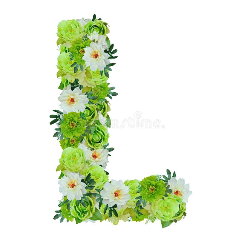 Letter L from Green and White Flowers Isolated on White Stock Image ...