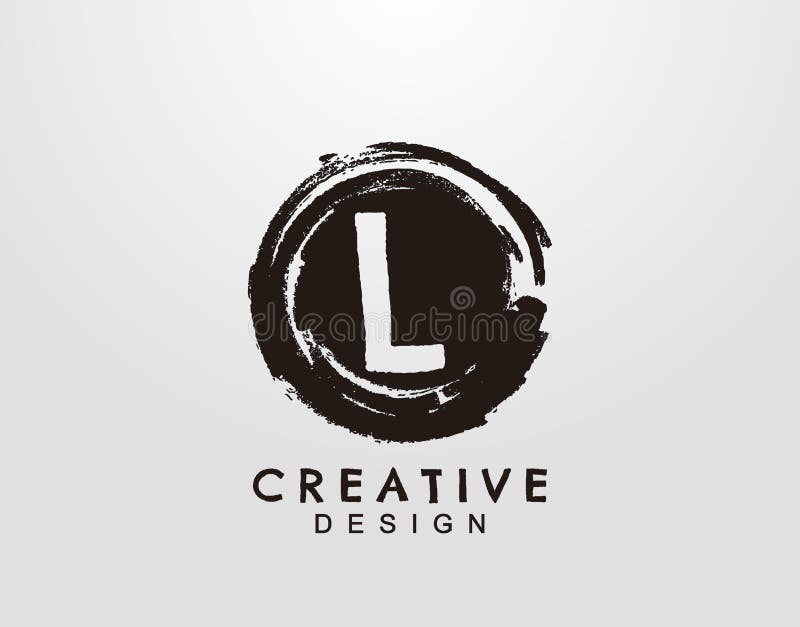 Letter L Logo with Circle Grunge Splatter Element. Retro Logo Design ...