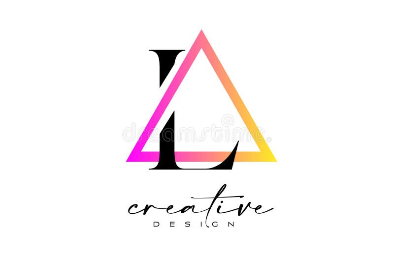 Letter L Logo Inside a Triangle with Creative Cut Design Stock Vector ...