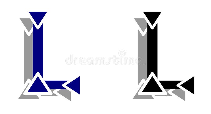Letter L Logo with Triangles in Two Color Versions, Fantasy, Isolated ...